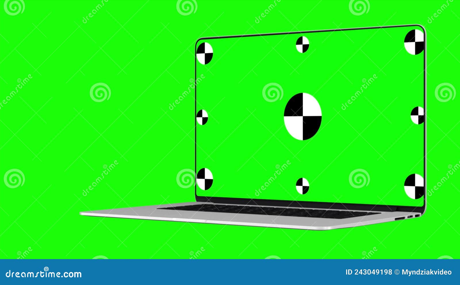 Gray Laptop on a Green Background. Green Screen with Marks for Tracking ...