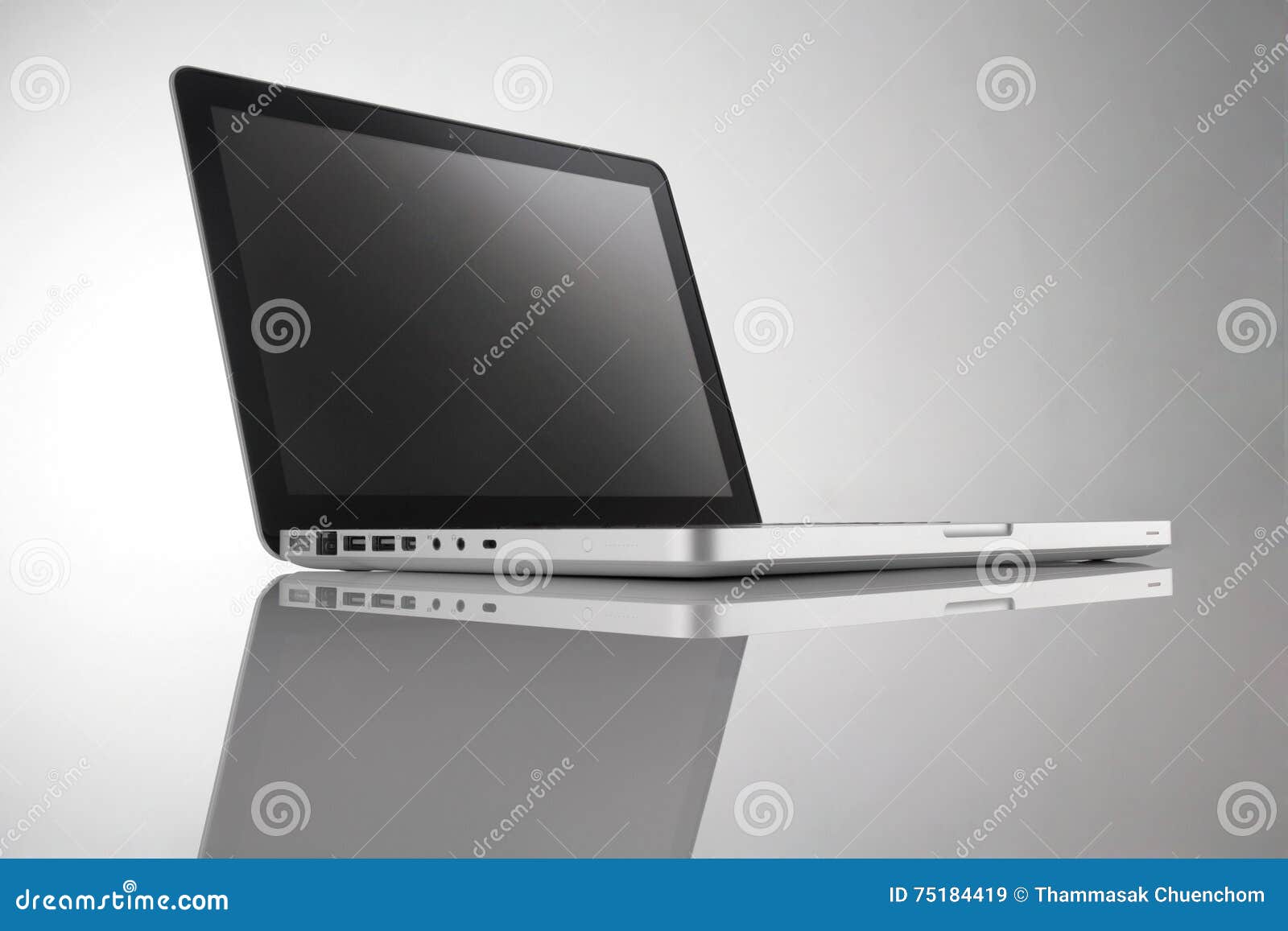 Gray laptop stock image. Image of space, single, depth - 75184419