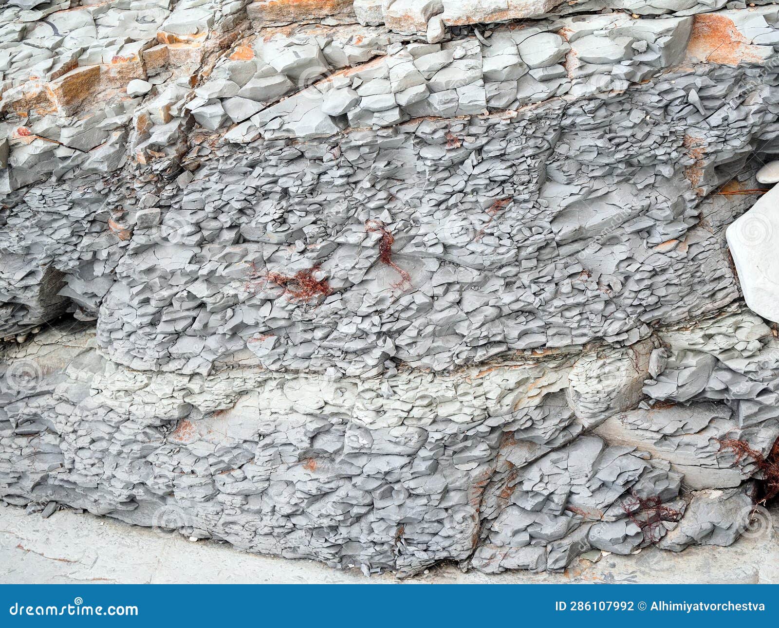 Layered Limestone Rock on the Seashore Stock Photo - Image of mineral ...