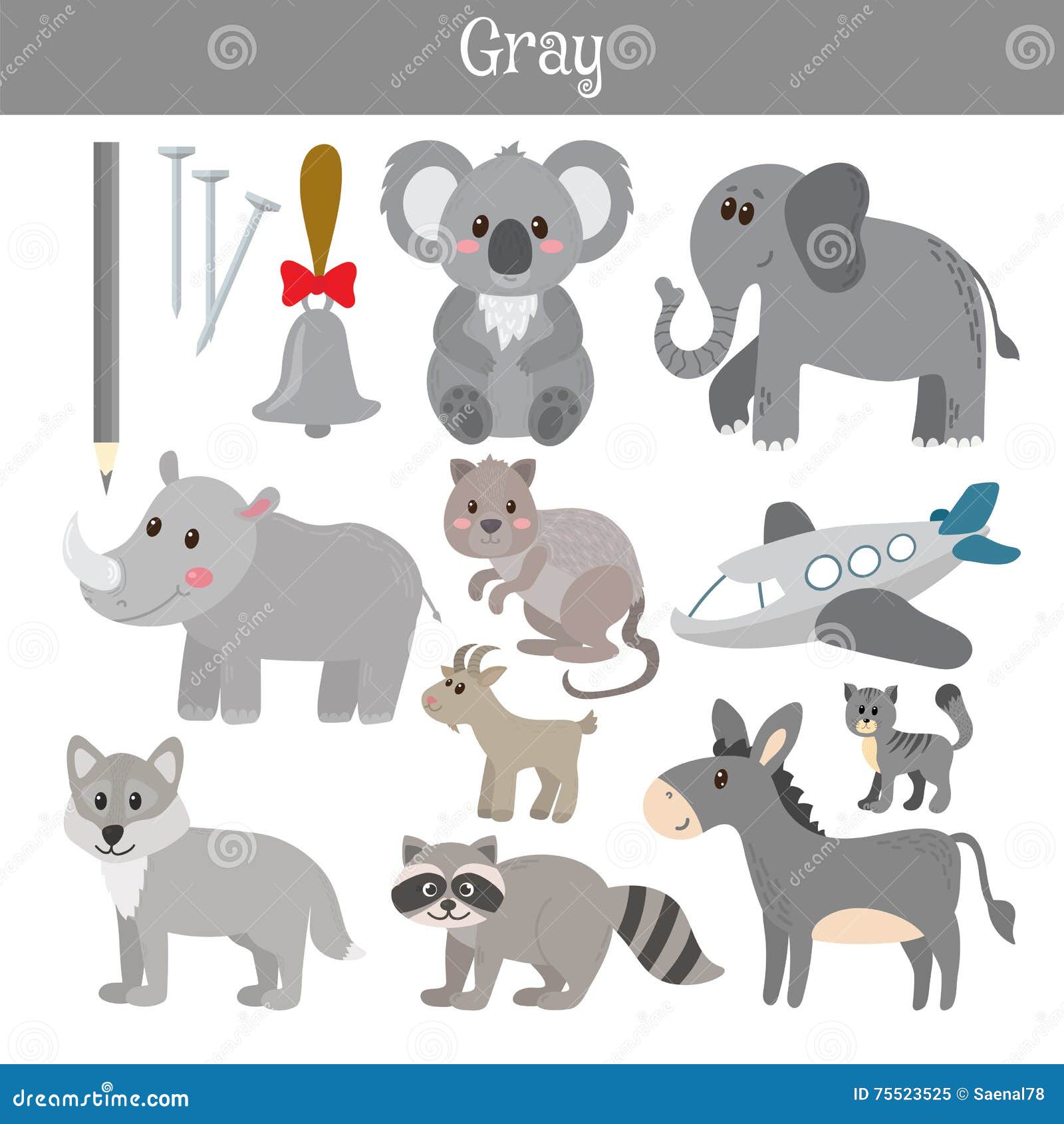 Gray. Learn the Color. Education Set Stock Vector - Illustration of ...