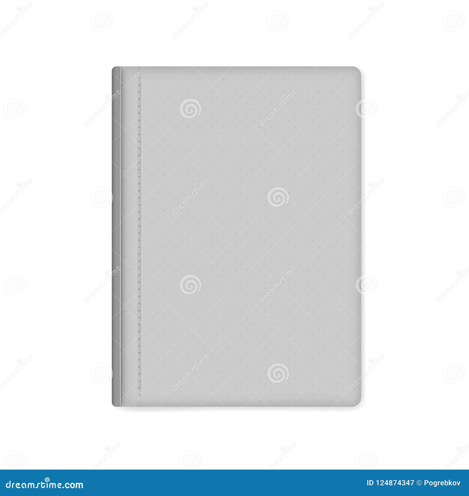 Gray Leather Bound Hardcover Notebook Isolated On White Mock Up Stock