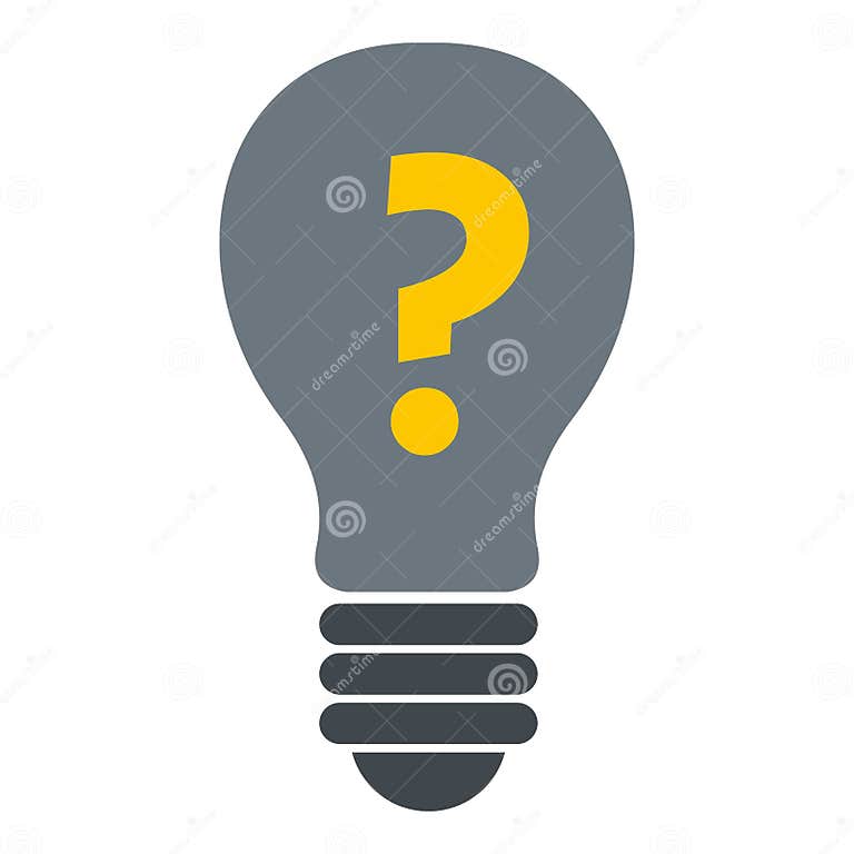 Gray Light Bulb with Question Mark Inside Icon Stock Vector ...