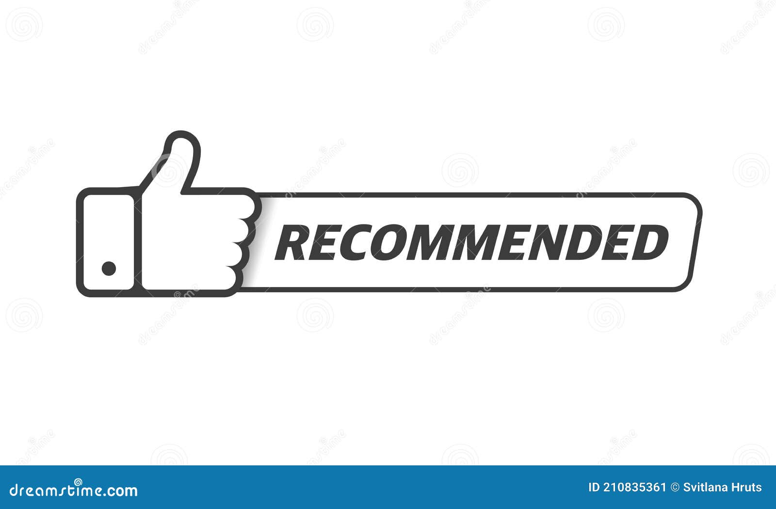 Gray Linear Vector Illustration Banner RECOMMENDED with Thumbs Up on ...