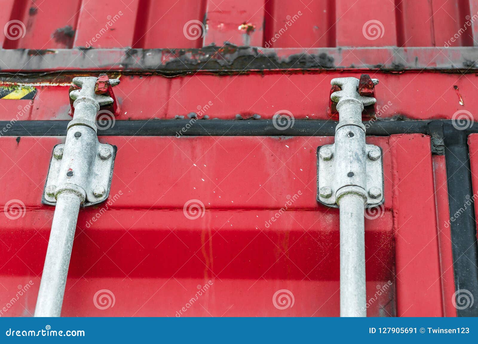 Gray Lock on the Door of a Red Sea Container Stock Image - Image of ...