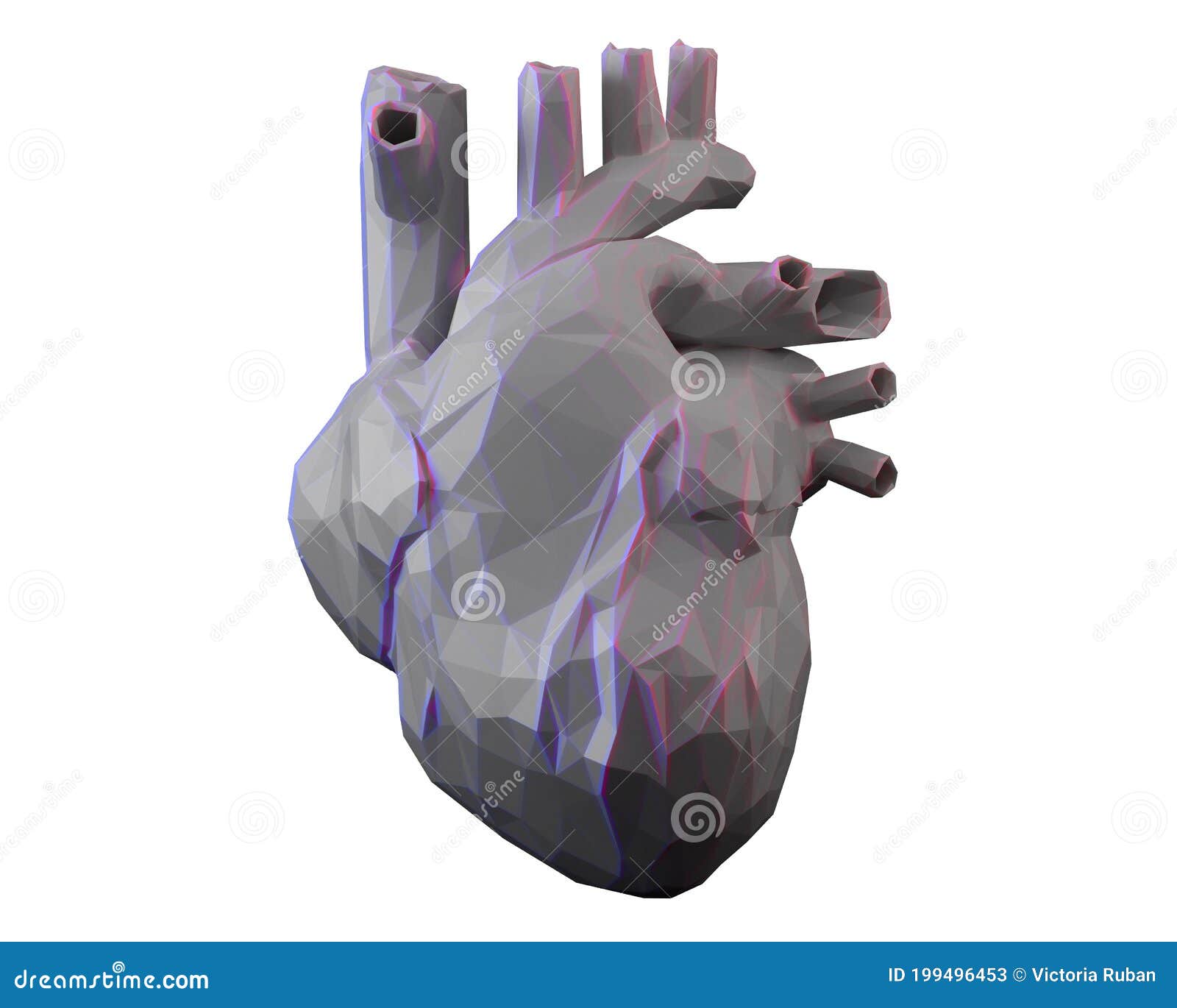 Gray Low Poly Anatomical Heart, Paper Human Heart Stock Illustration ...