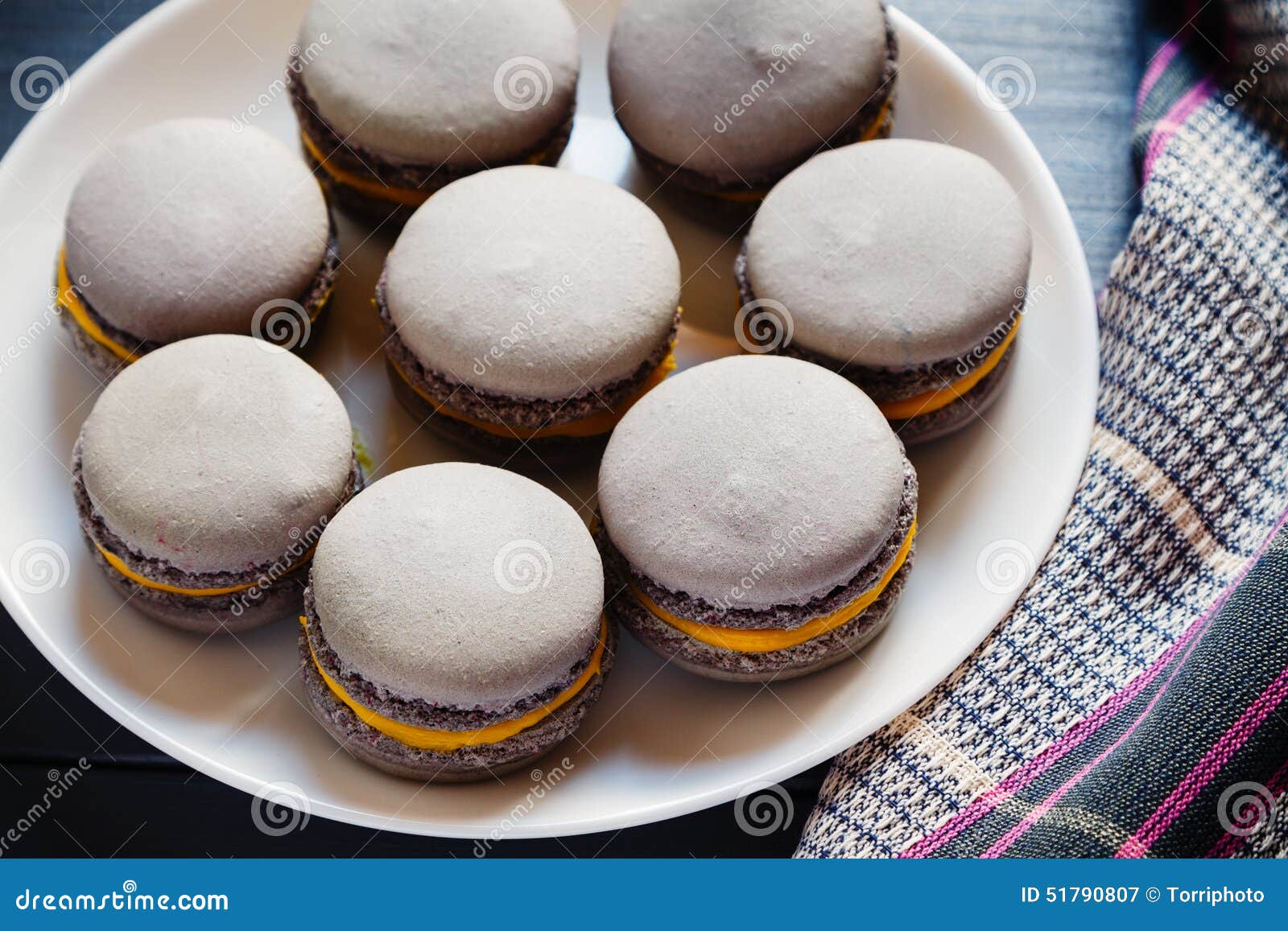 Gray macaroons on plate stock image. Image of biscuit - 51790807