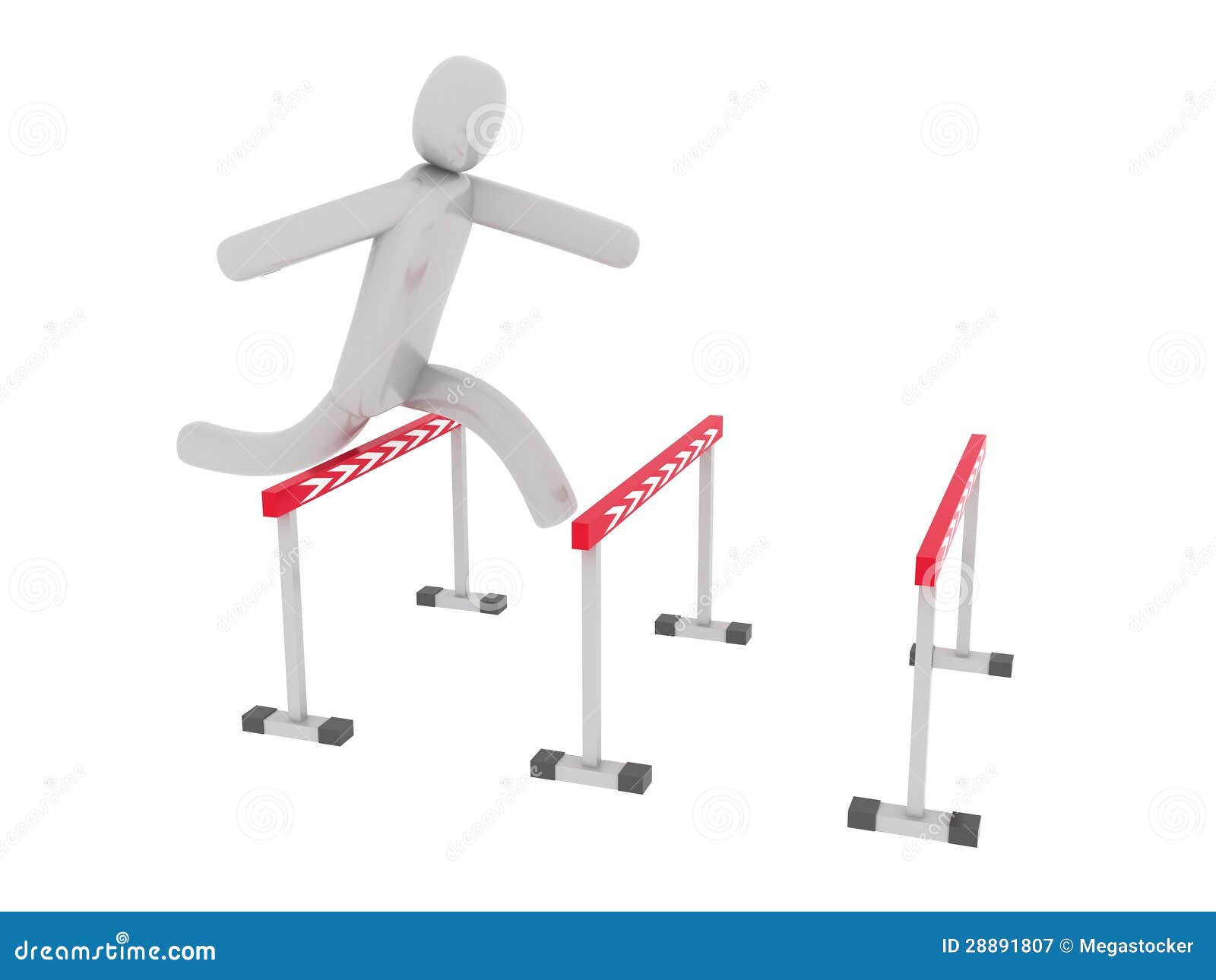 Gray Man Jumps Over the Barriers Stock Illustration - Illustration of ...