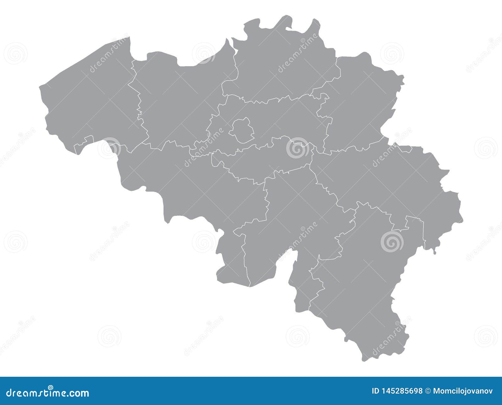 Gray Map of Belgian Provinces on White Background Stock Vector ...