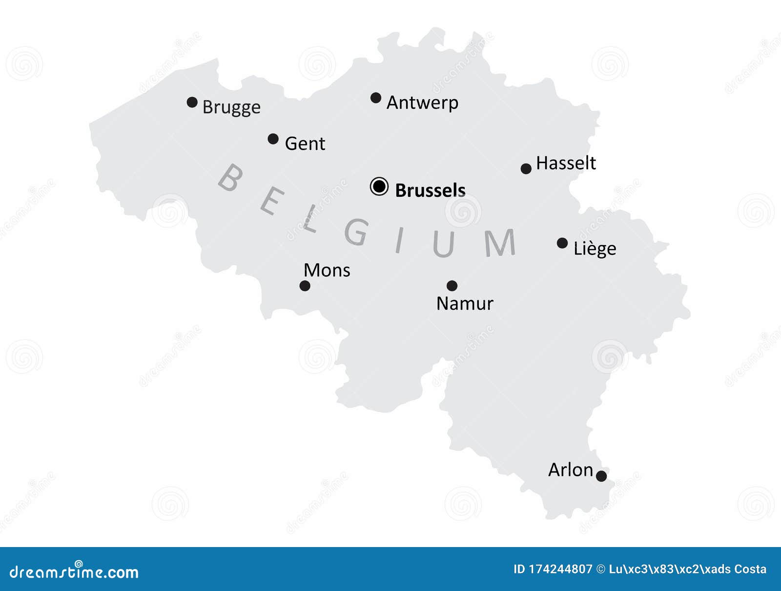 Belgium cities map stock illustration. Illustration of land - 174244807