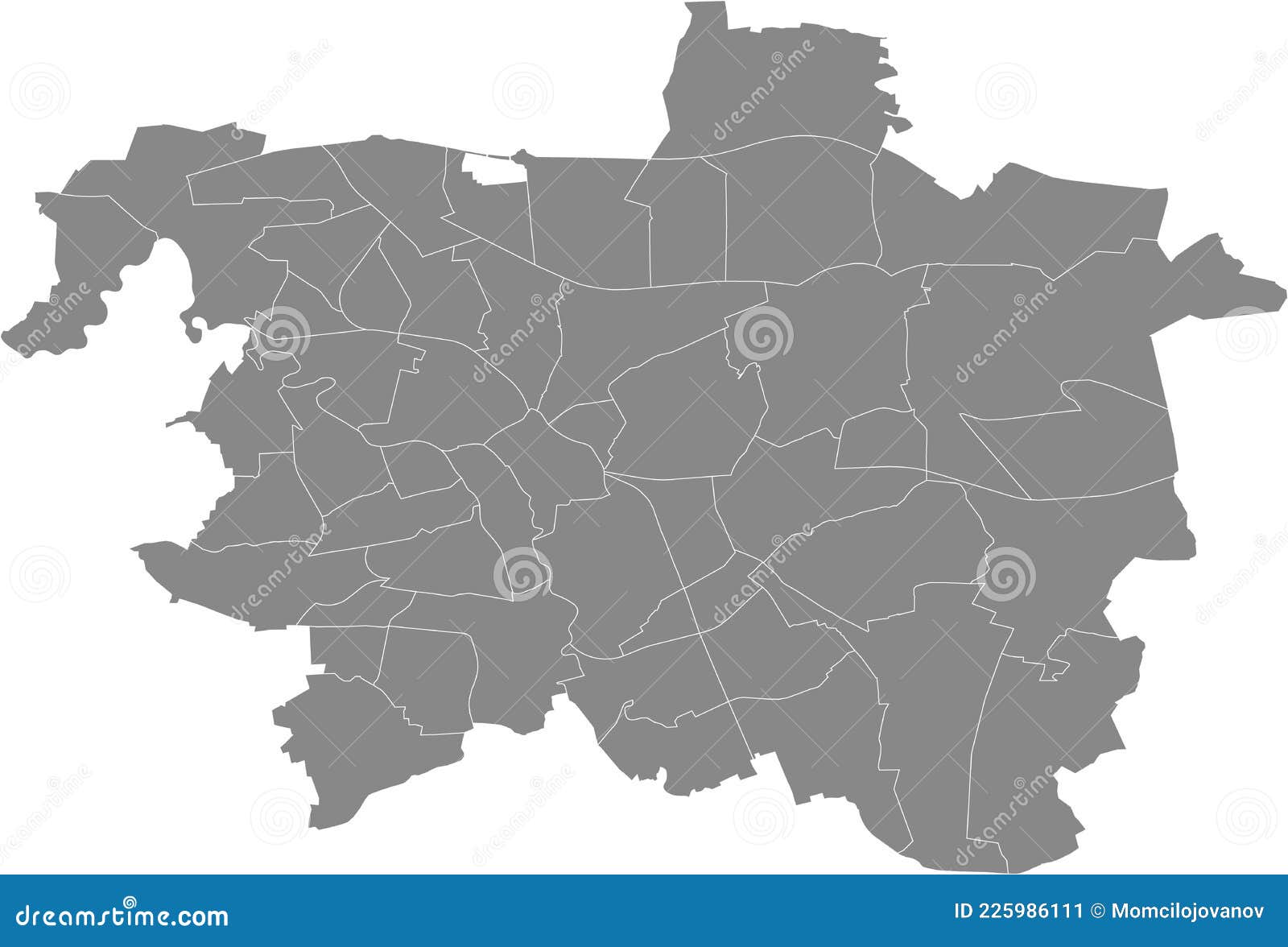 Gray Map of Borough Districts of Hanover, Germany Stock Vector ...