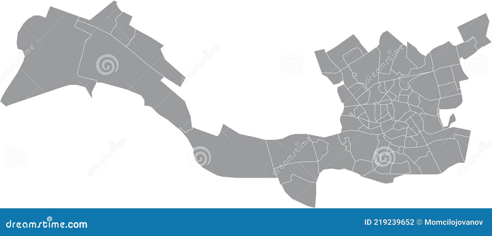 Gray Map of Districts and Neighbourhoods of Rotterdam, Netherlands ...