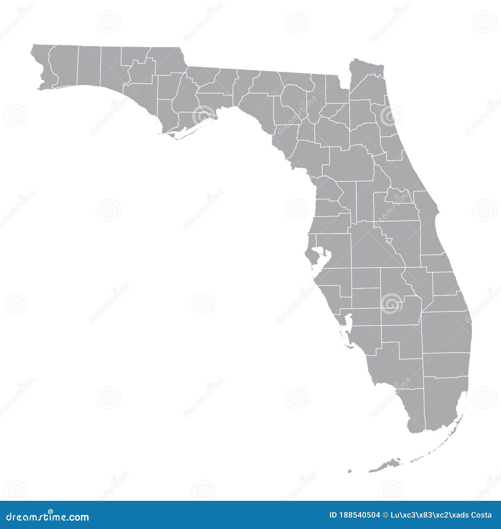 Florida counties map stock illustration. Illustration of travel - 188540504