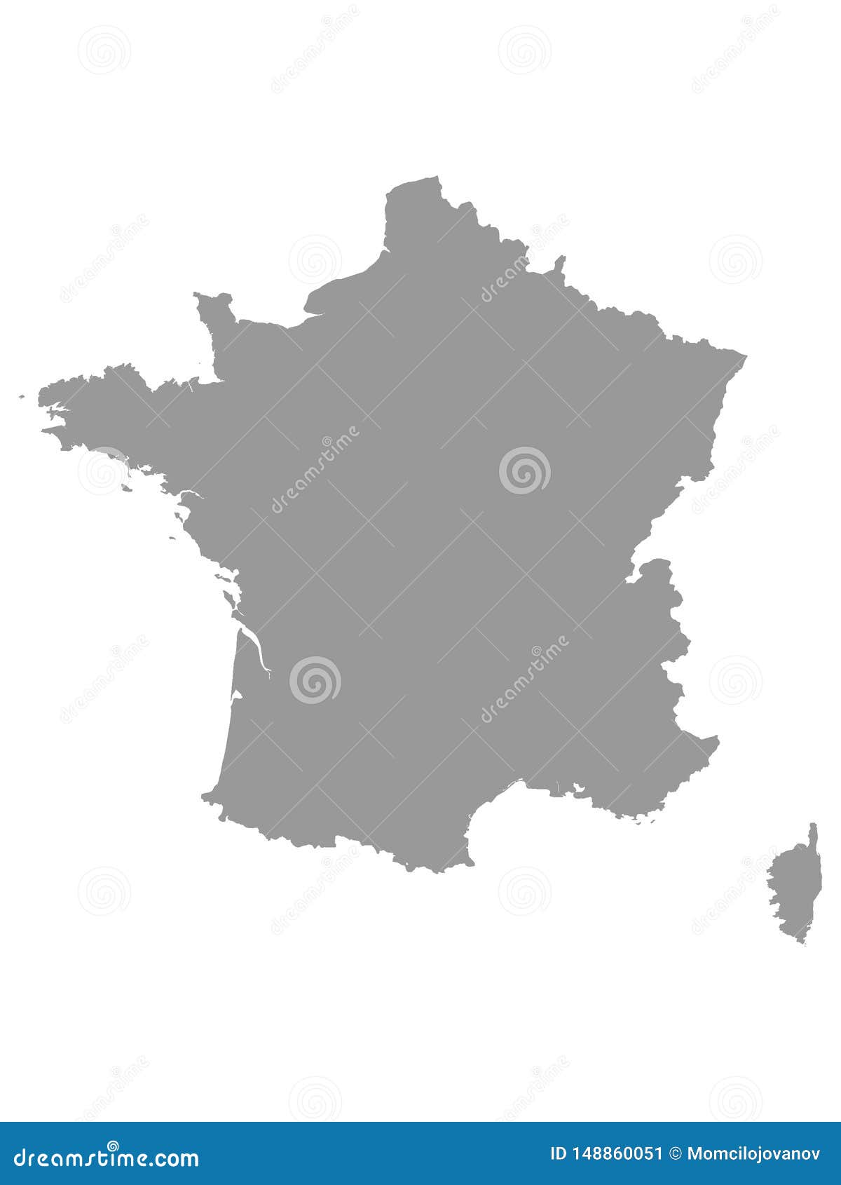 Gray Map of France on White Background Stock Vector - Illustration of ...