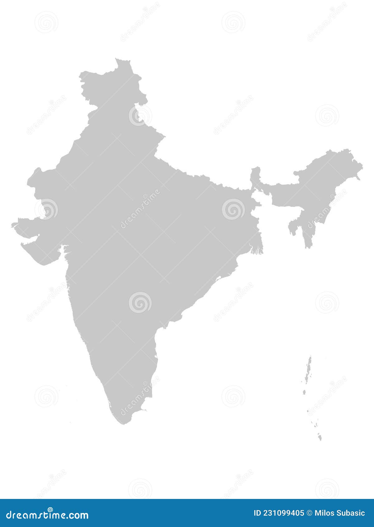 Gray Map of India stock vector. Illustration of land - 231099405