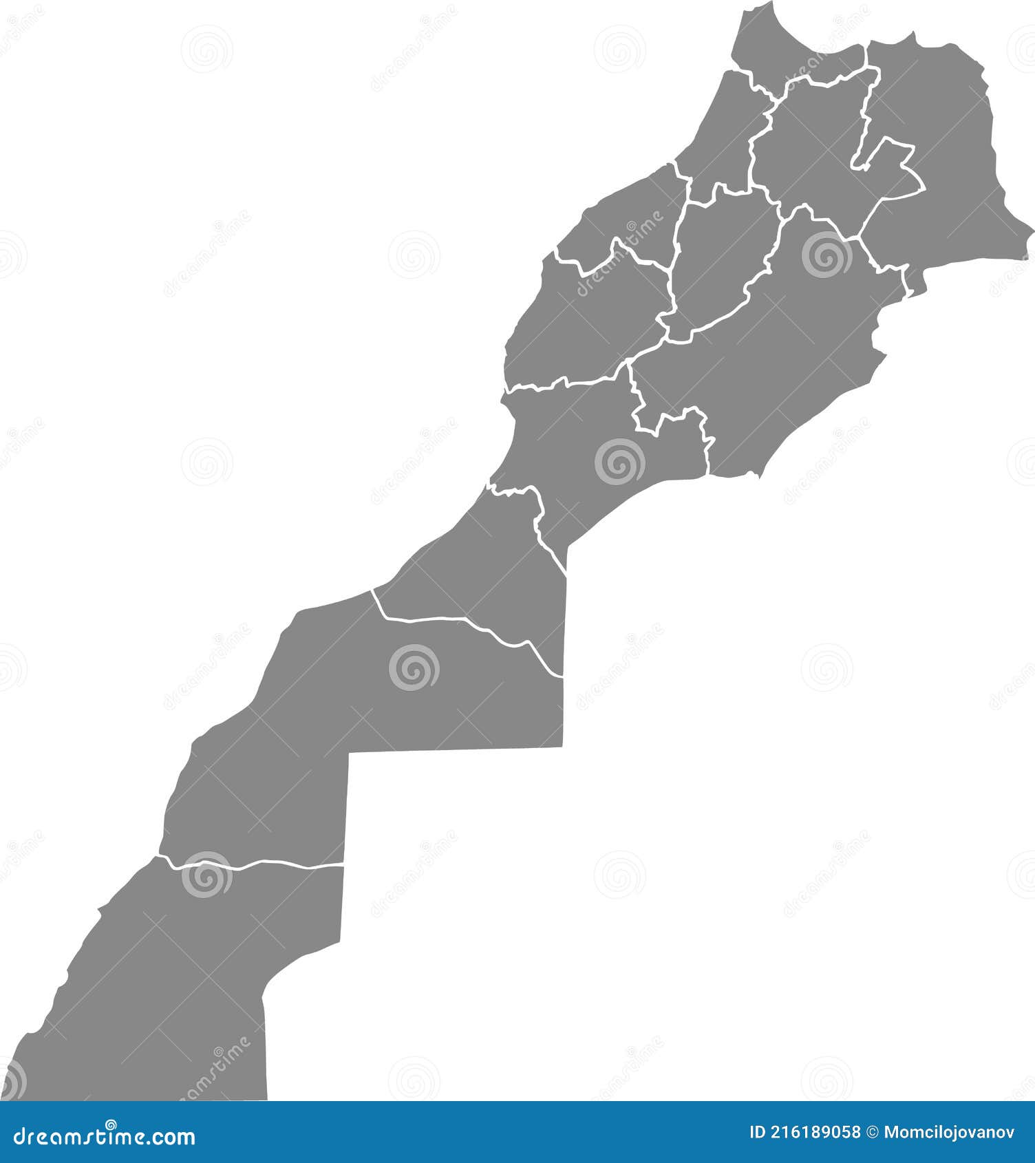 Gray map of Morocco stock vector. Illustration of kingdom - 216189058