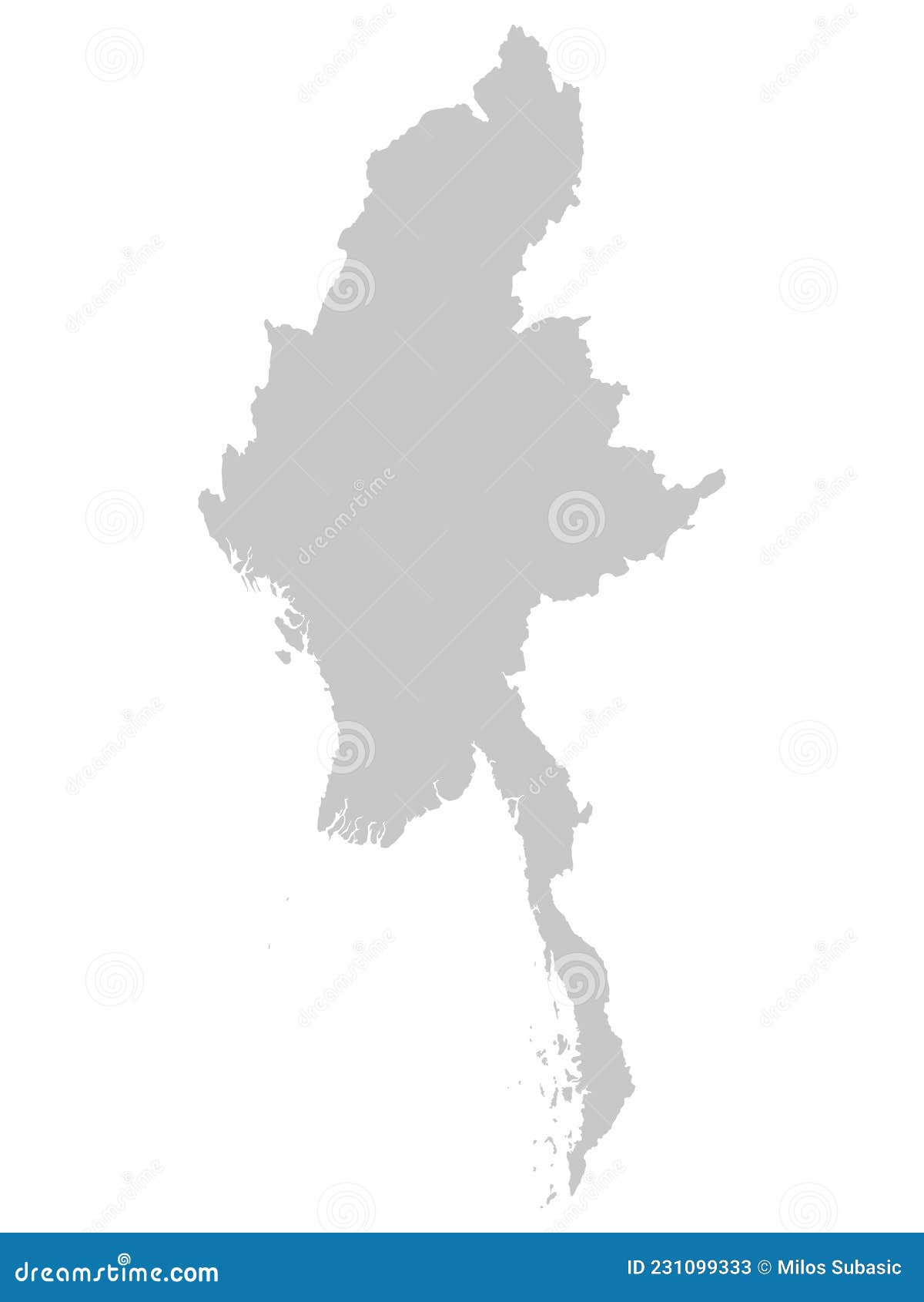 Gray Map of Myanmar stock vector. Illustration of naypyidaw - 231099333