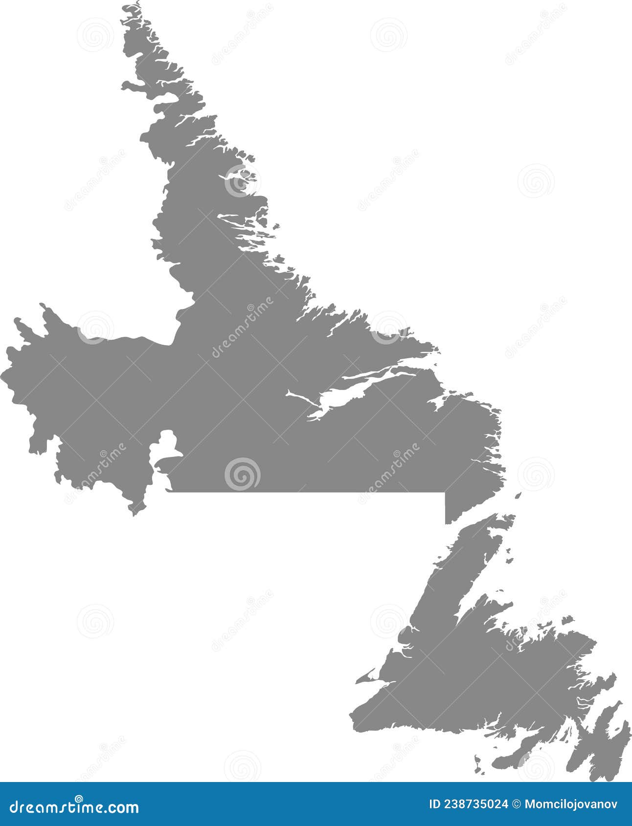 Gray Map of NEWFOUNDLAND and LABRADOR, CANADA Stock Vector ...