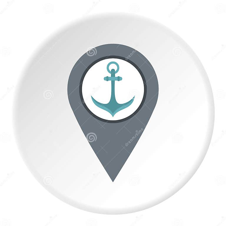 Gray Map Pointer with Anchor Symbol Icon Circle Stock Vector ...