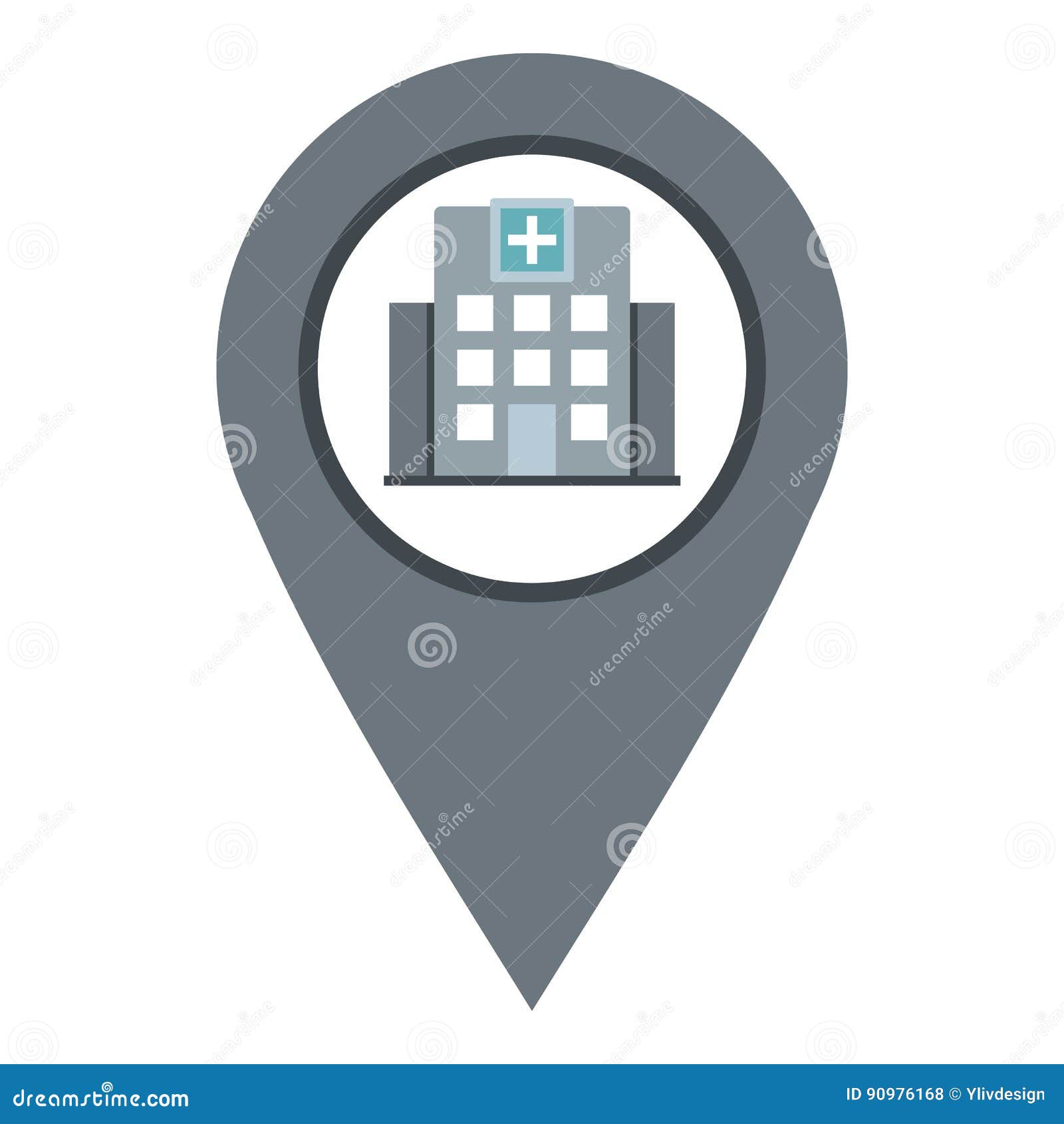 Gray Map Pointer with Symbol Hospital Icon Stock Vector - Illustration ...