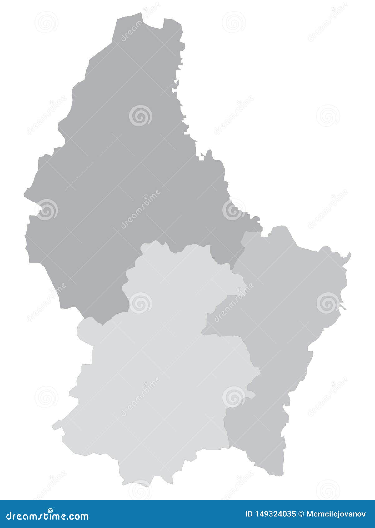 Gray Map of Regions of Luxembourg with Surrounding Terrain Stock Vector ...