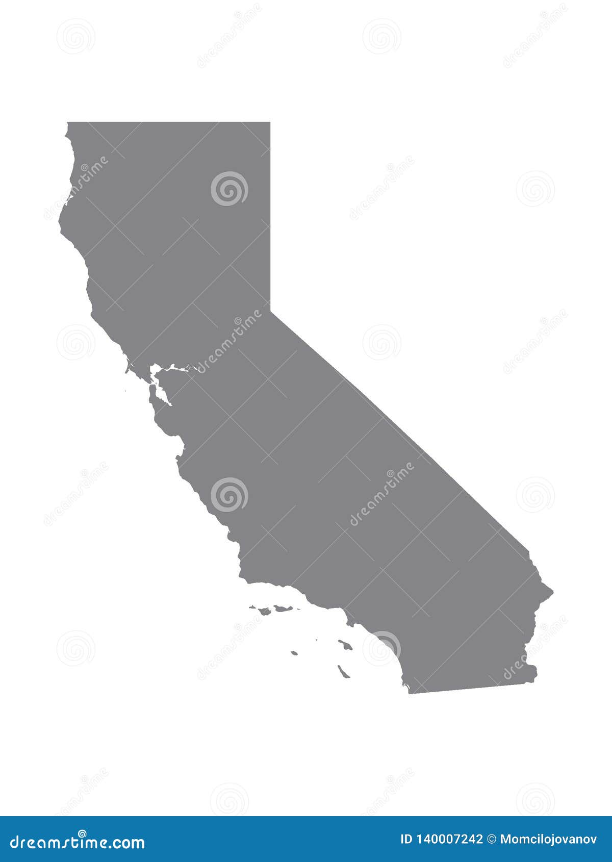 Gray Map of the USA State of California Stock Vector - Illustration of ...