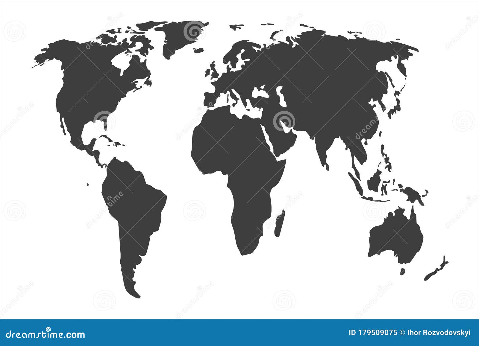 Gray Map of World with Countries Borders Stock Illustration ...