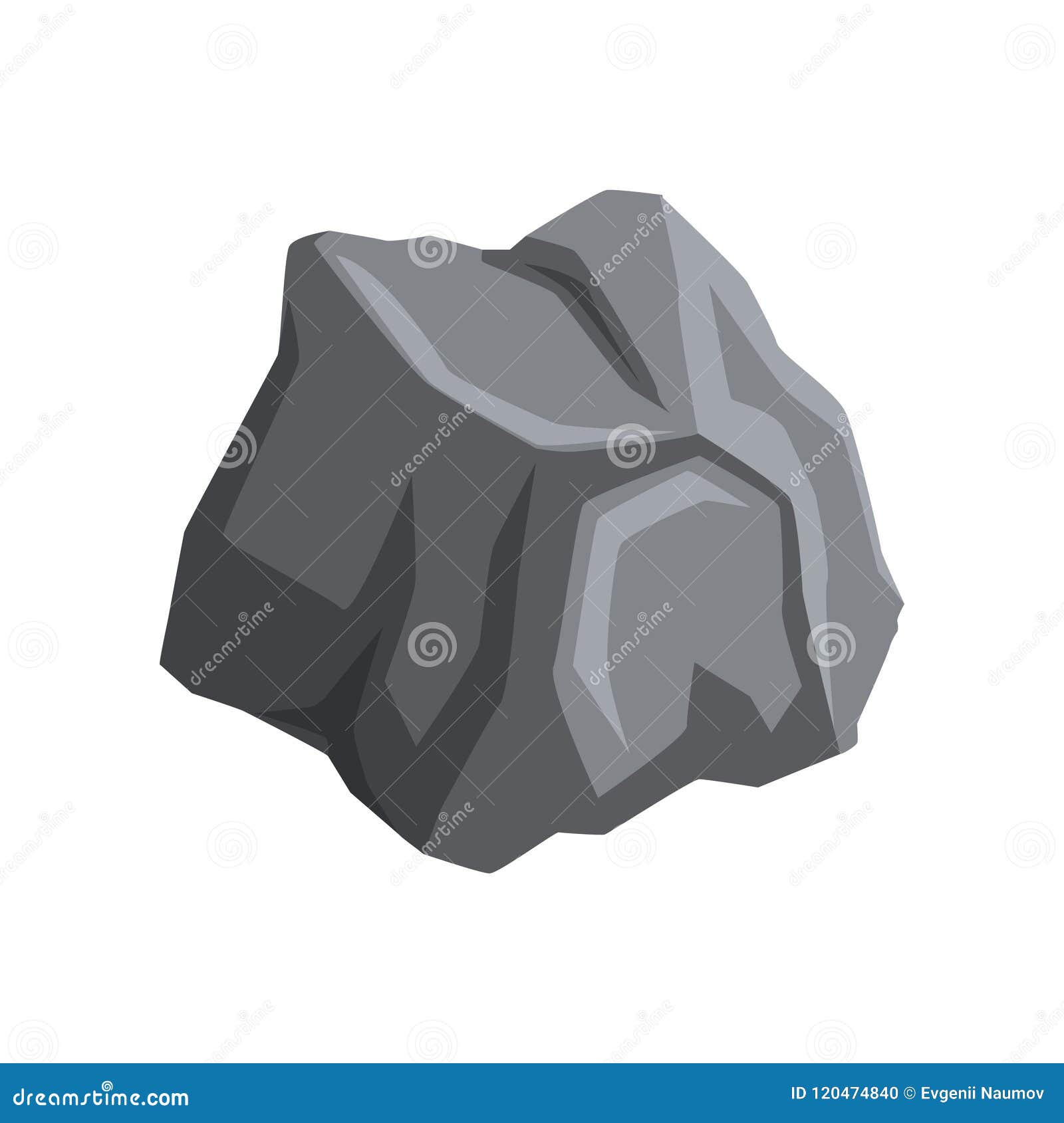 Gray Stone with Lights and Shadows. Cartoon Vector Icon of Mountain ...