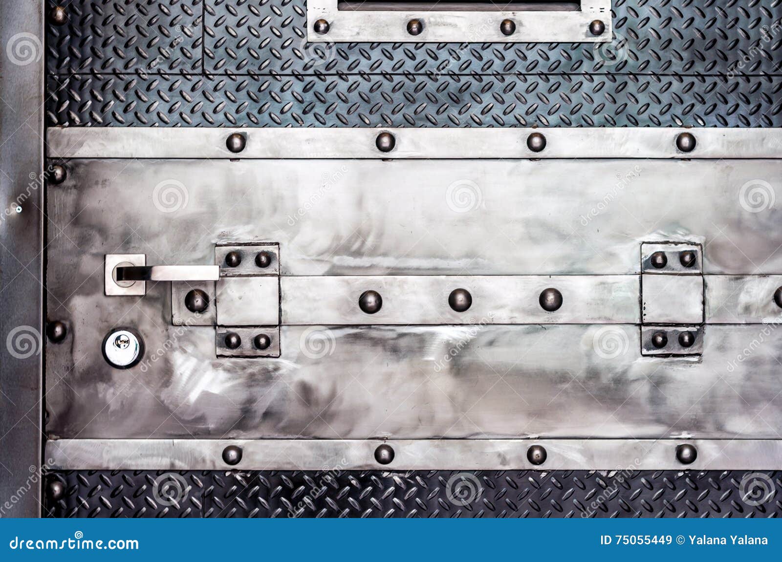 Gray Metal Door is Closed Large Castle Stock Image - Image of estate ...