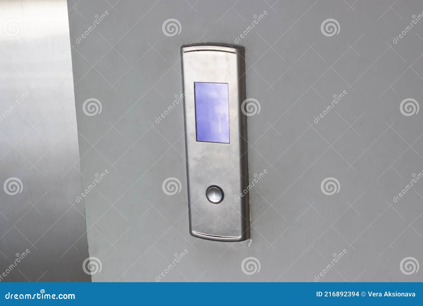 Gray Metal Elevator Button on the Wall Closeup Stock Photo - Image of ...