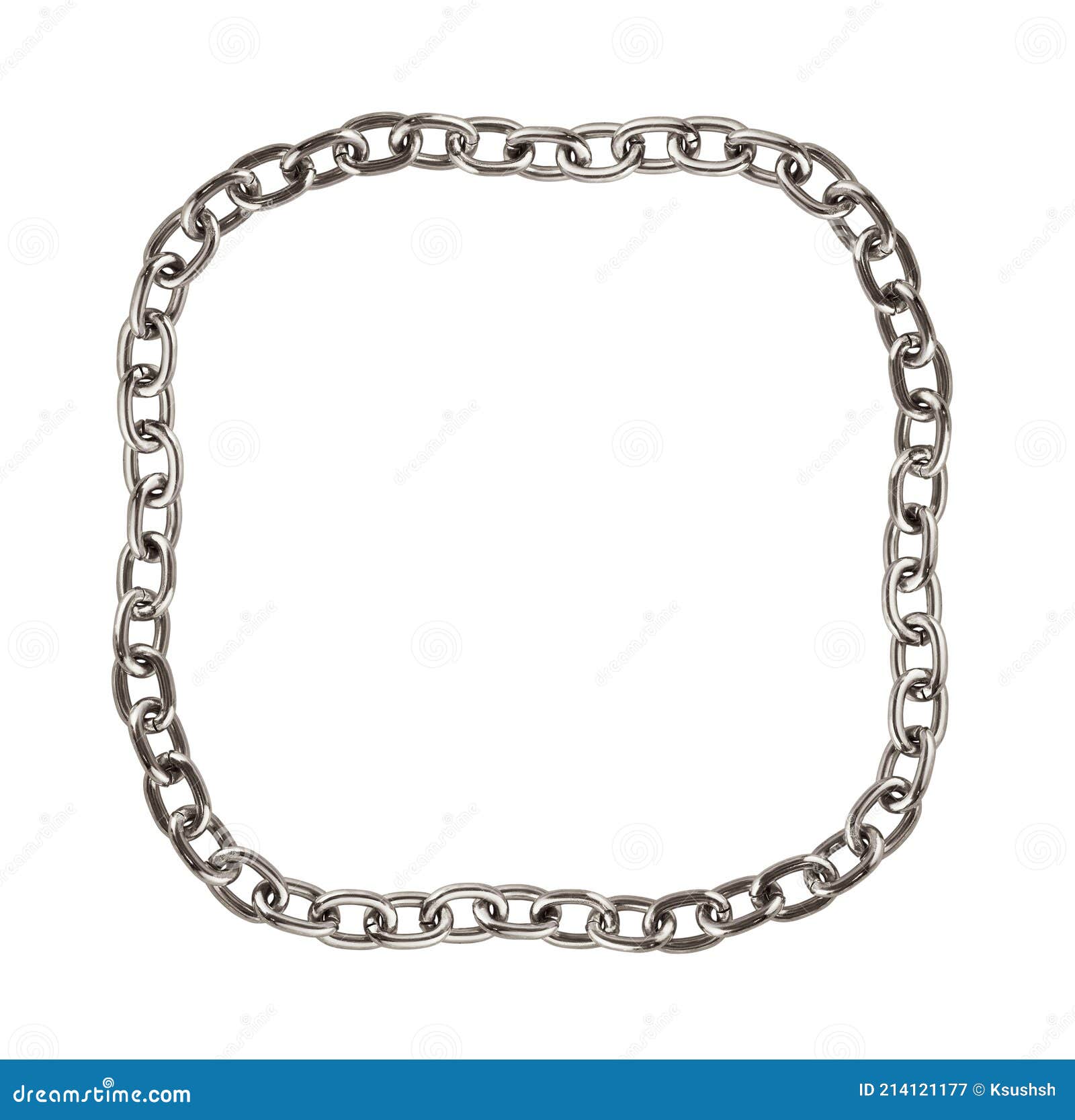 Gray Metal Large Chain in Square Frame Isolated on White Stock Image ...