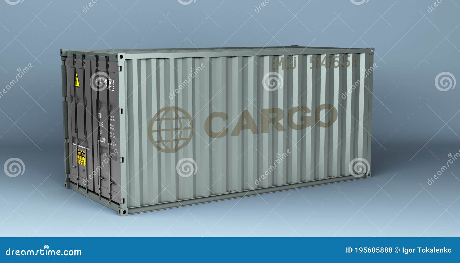 Gray Metal Shipping Container 3d Render on Darck Blue Stock ...
