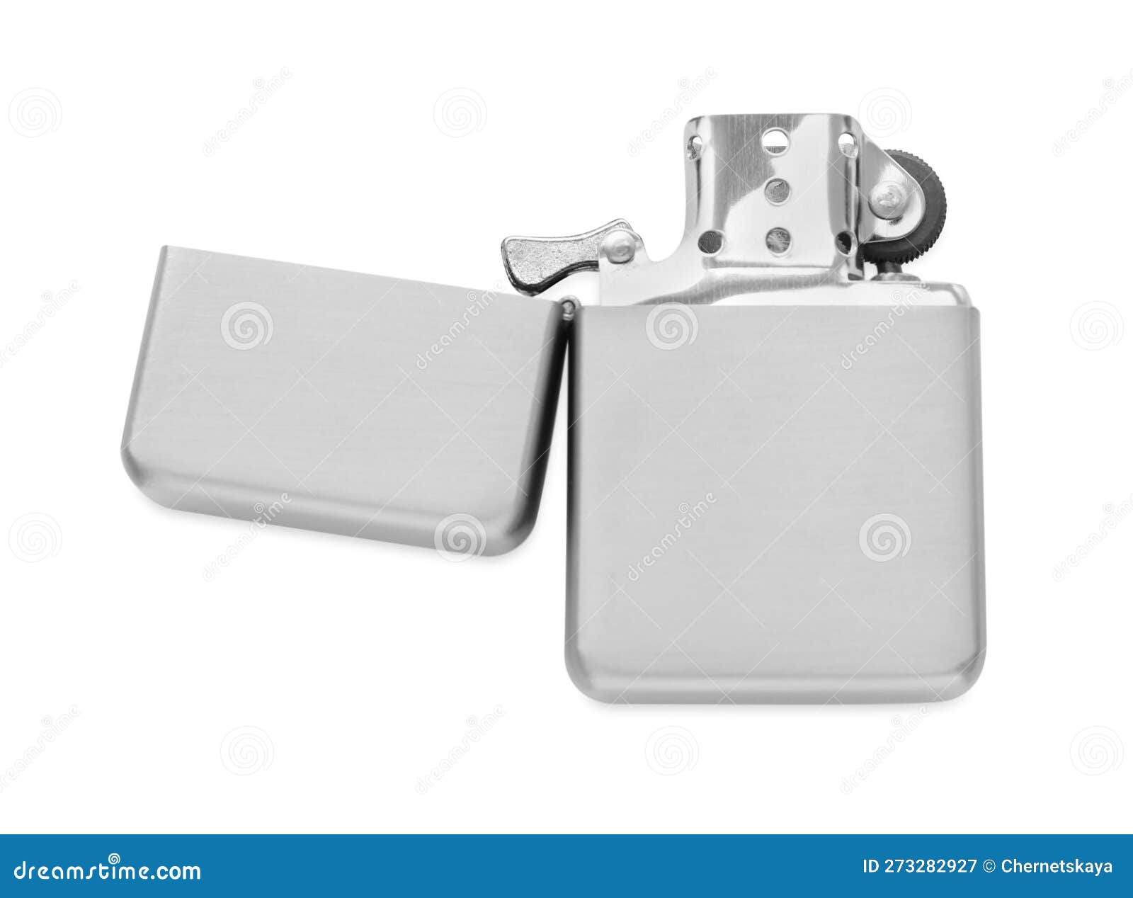 Gray Metallic Cigarette Lighter Isolated on White, Top View Stock Image ...
