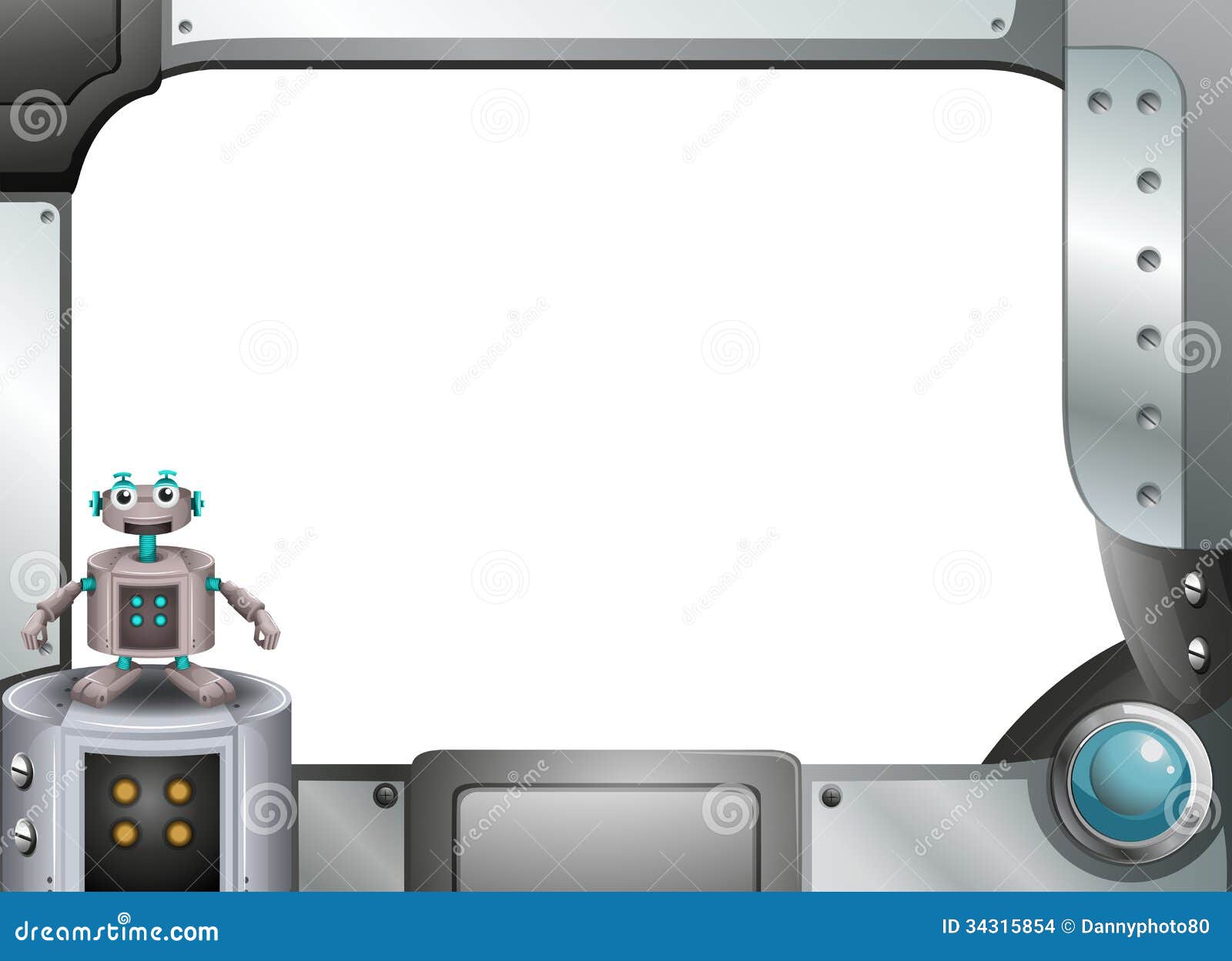 A Gray Metallic Frame with a Robot Stock Vector - Illustration of ...