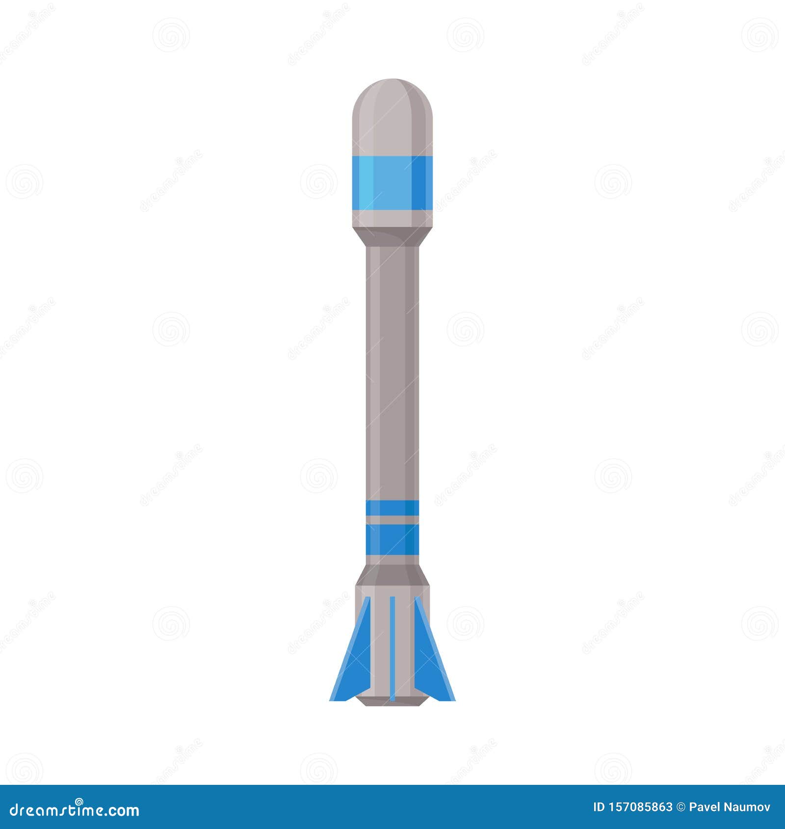 Gray Missile with a Rounded Top. Vector Illustration on a White ...