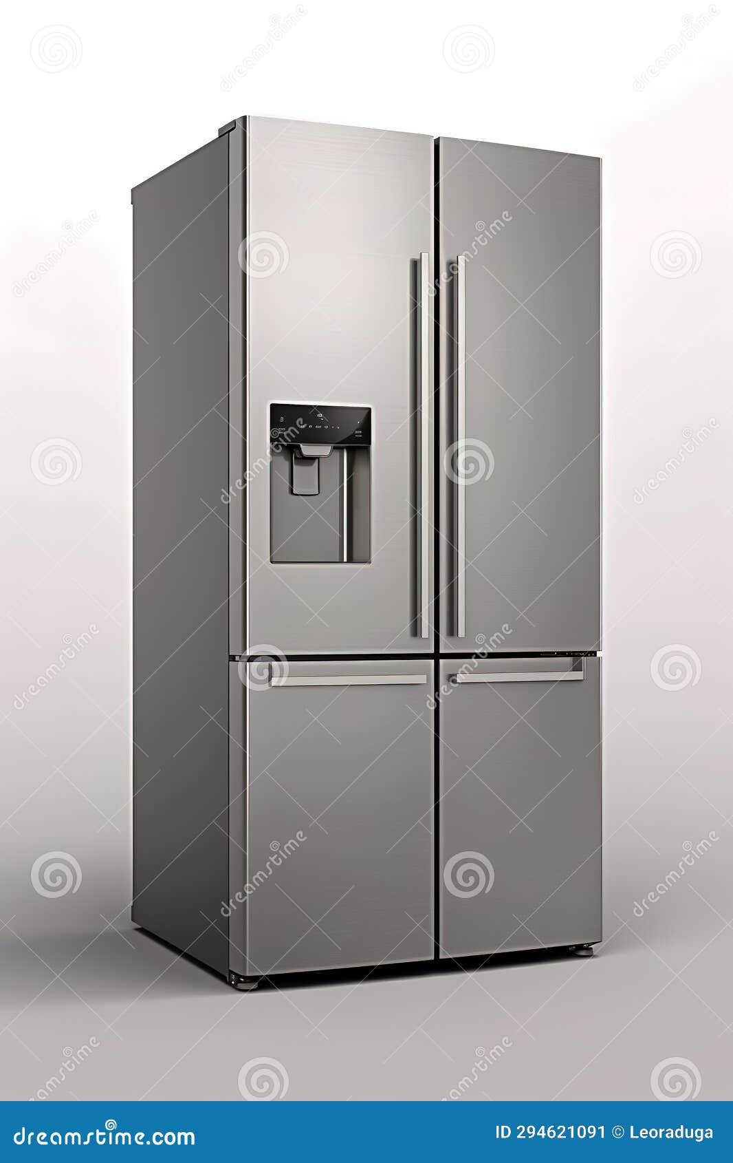 Gray Modern Refrigerator on White Background Stock Illustration ...