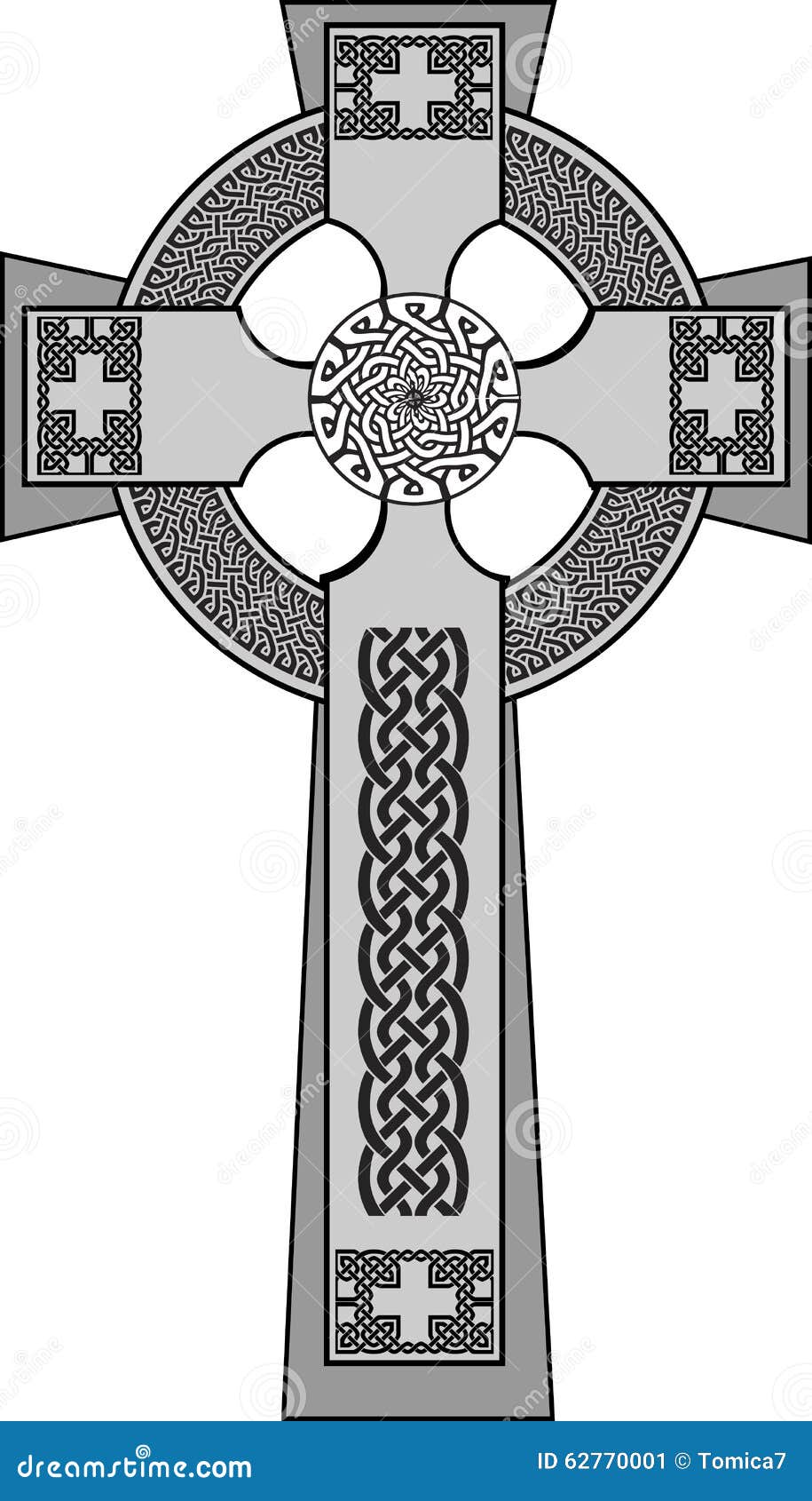Gray Monotone Decorated Celtic Cross Illustration Stock Illustration ...