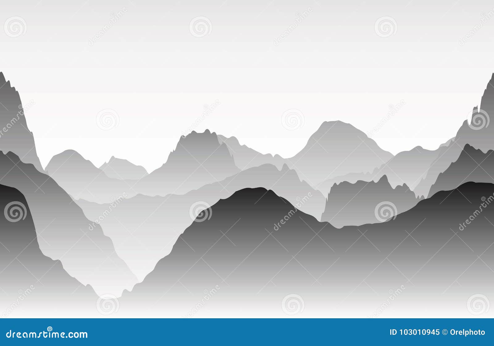 Gray Mountains in the Fog. Seamless Vector Stock Vector - Illustration ...