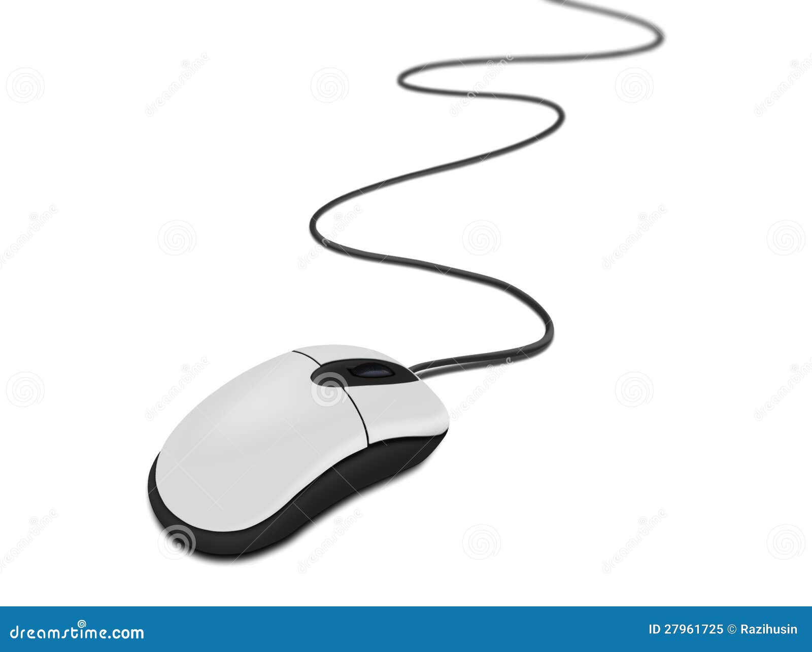 Gray mouse with cable stock illustration. Illustration of electronics ...