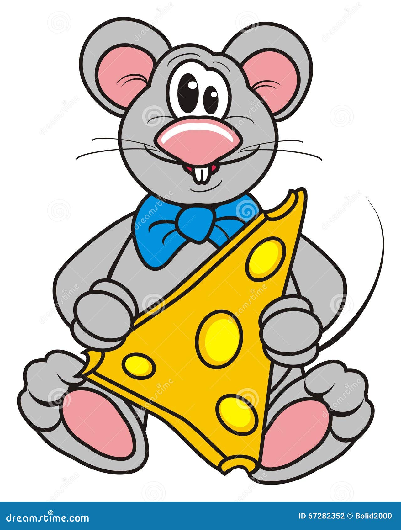 Gray mouse with cheese stock illustration. Illustration of pencils ...