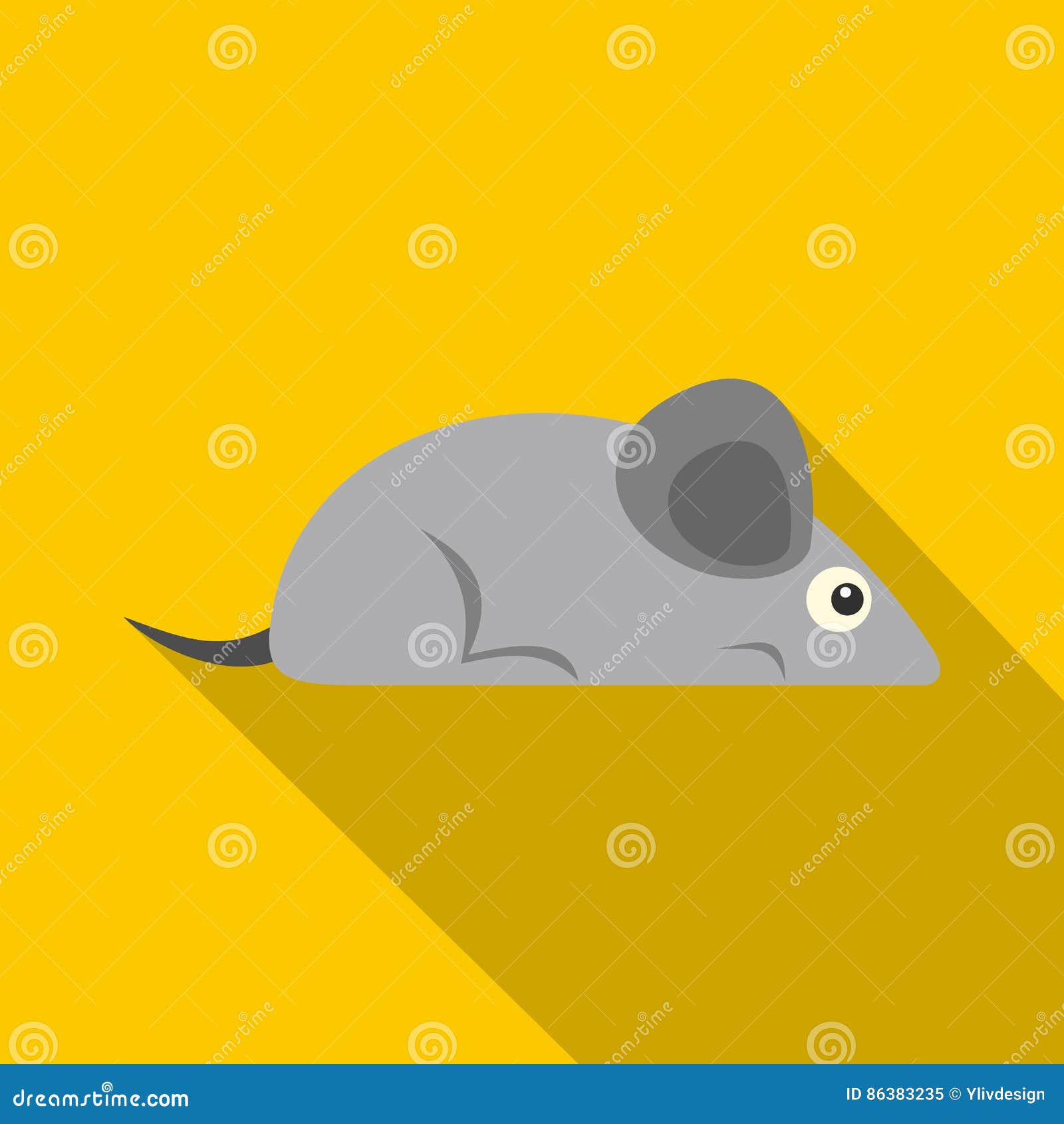 Gray Mouse Icon, Flat Style Stock Vector - Illustration of cute, sign ...
