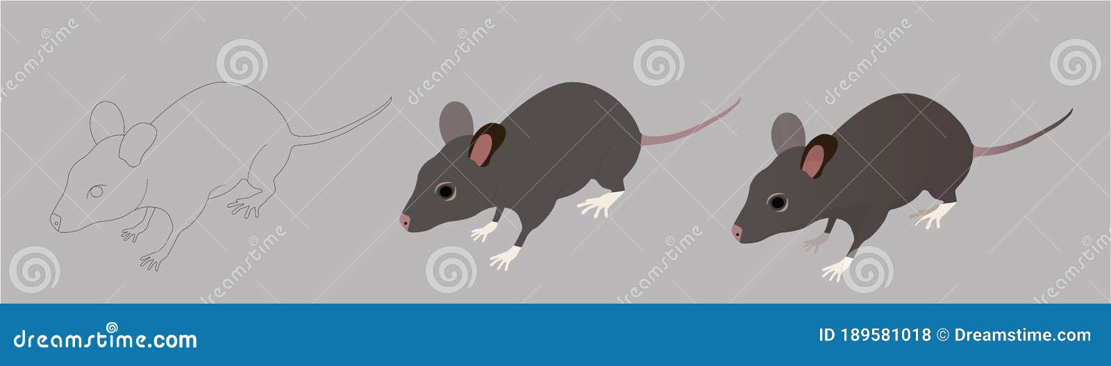 Gray Mouse Isolated. Set of Icons in Isometric. Stock Vector ...