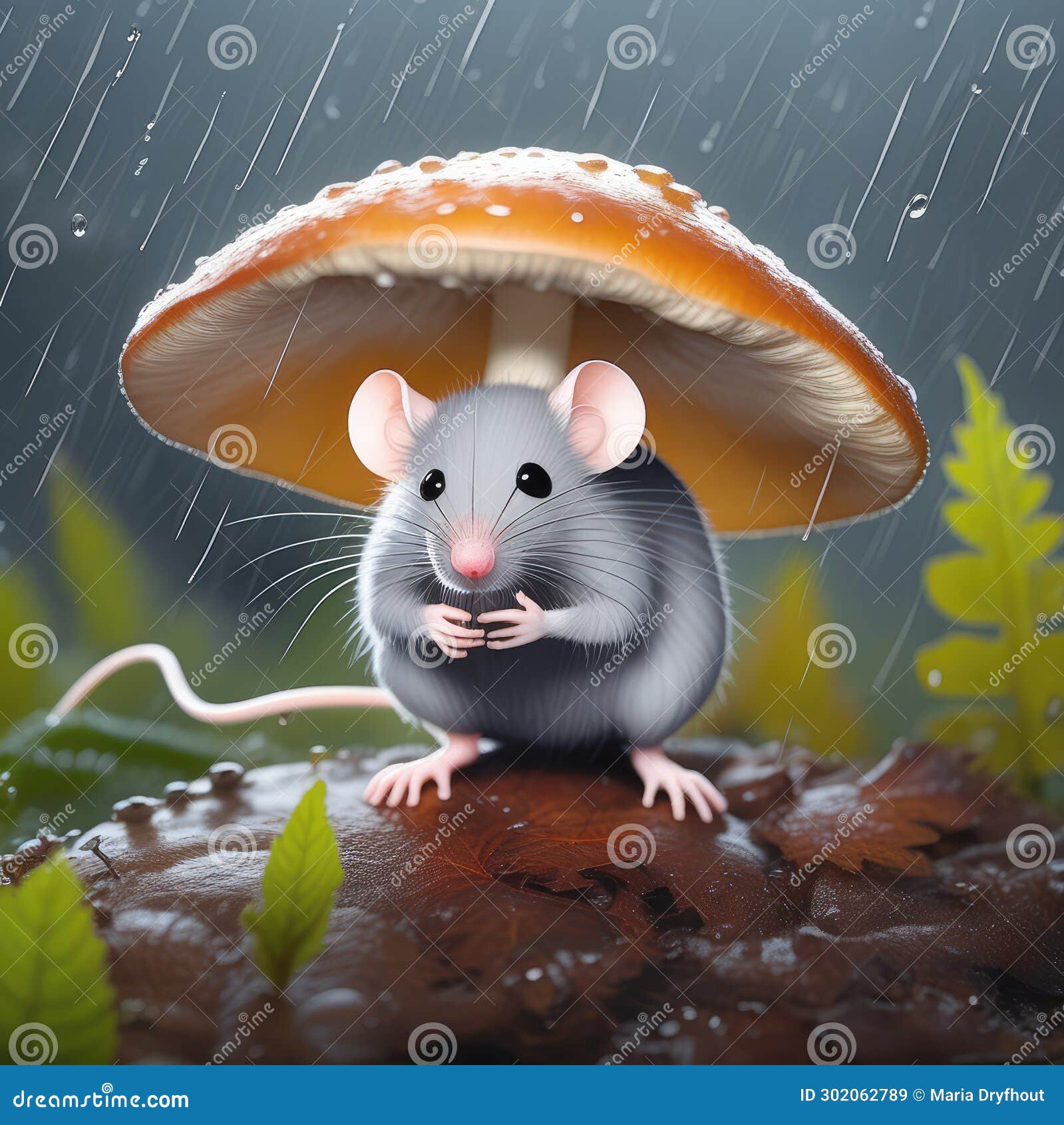 Gray Mouse Under Toadstool stock illustration. Illustration of mushroom ...