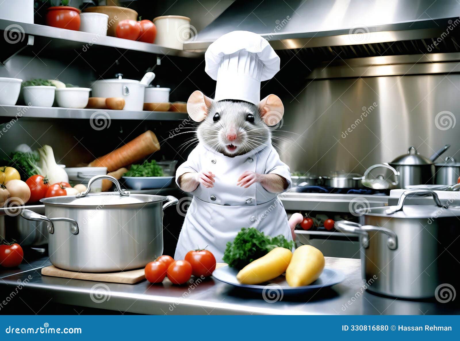 A Gray Mouse Wearing a Chef S Hat and Apron Stock Illustration ...