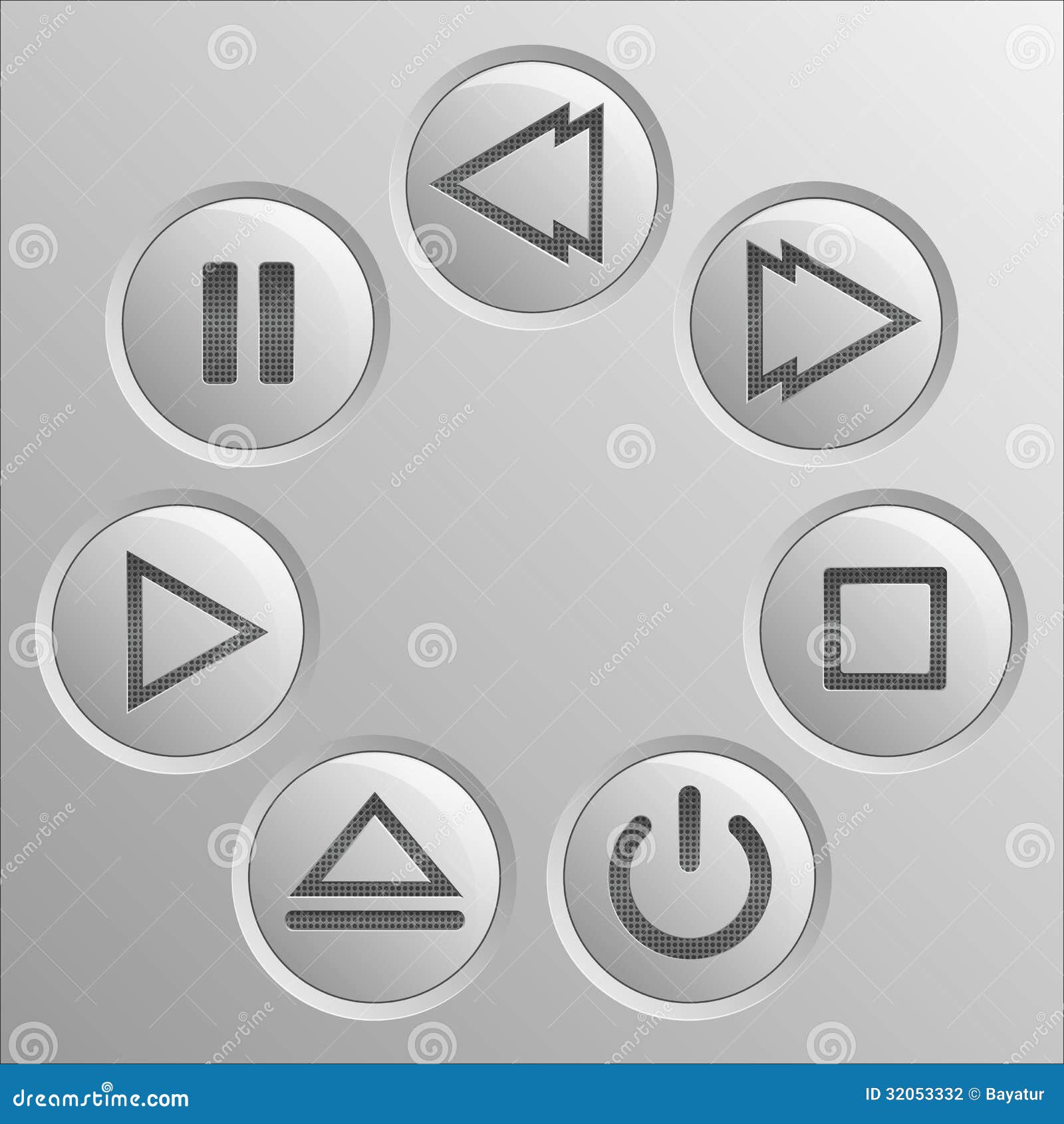 Gray Navigation Button Vector Player Set Stock Vector - Illustration of ...