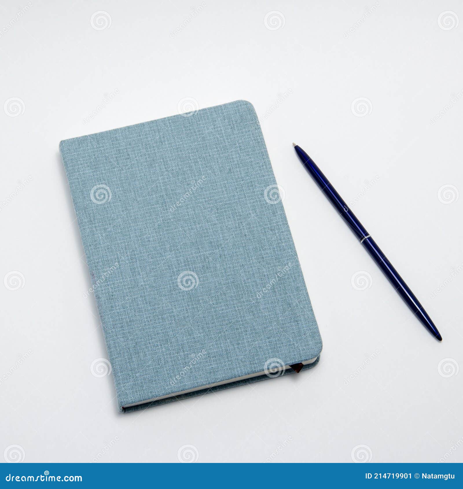 Gray Notebook with Blue Pen on White Background Stock Image - Image of ...