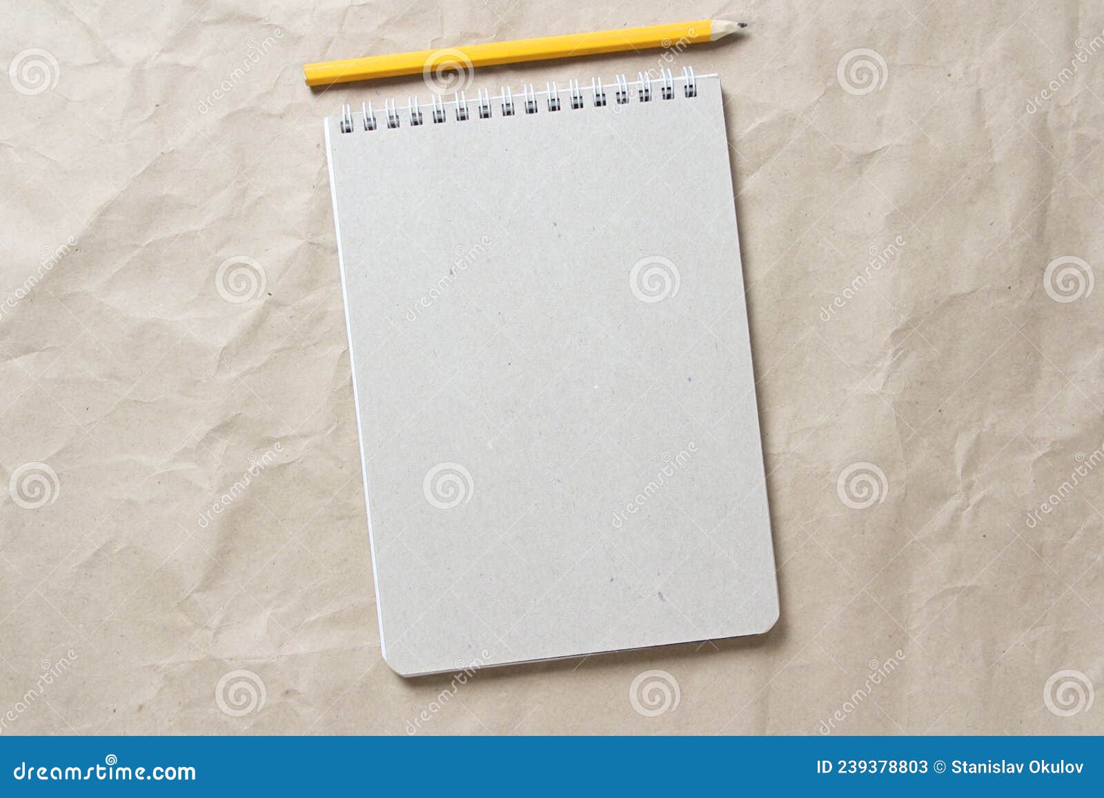 Gray Notepad with White Coiled Spring and Pencil on a Background of ...