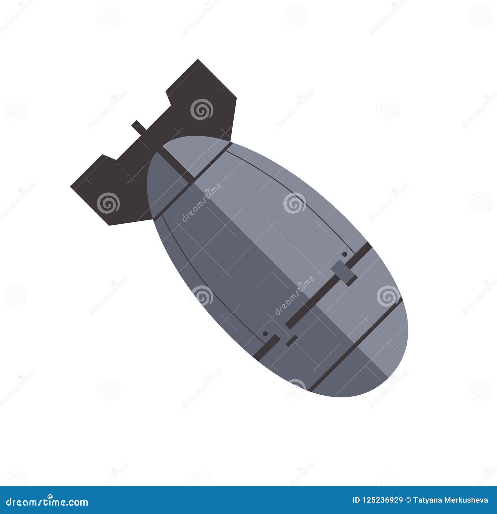 Gray Nuke or Nuclear Bomb Heading Down. Flat Vector Illustration ...