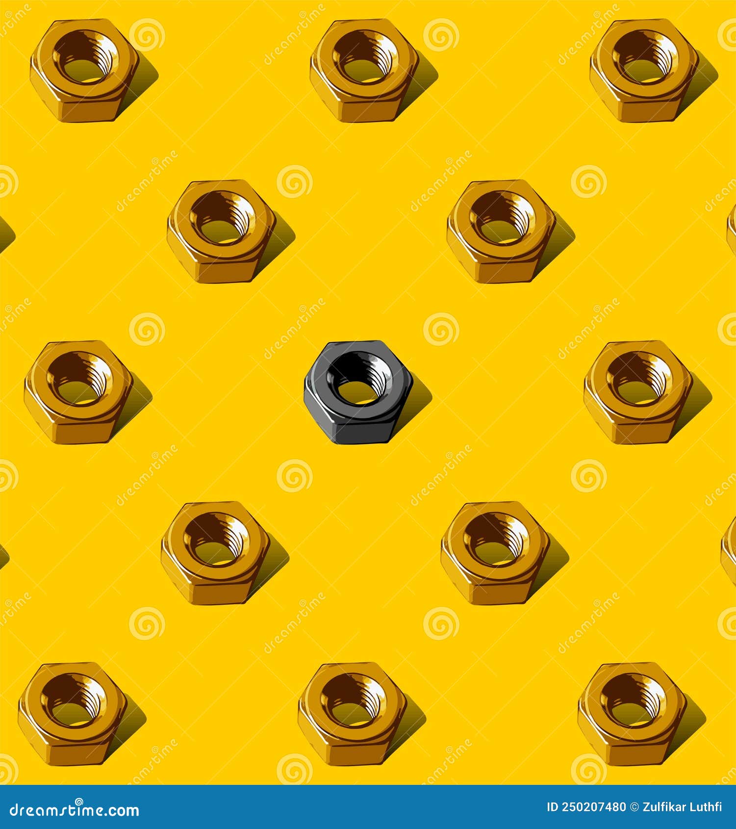 Gray Nut among the Yellow Nuts Stock Vector - Illustration of metal ...