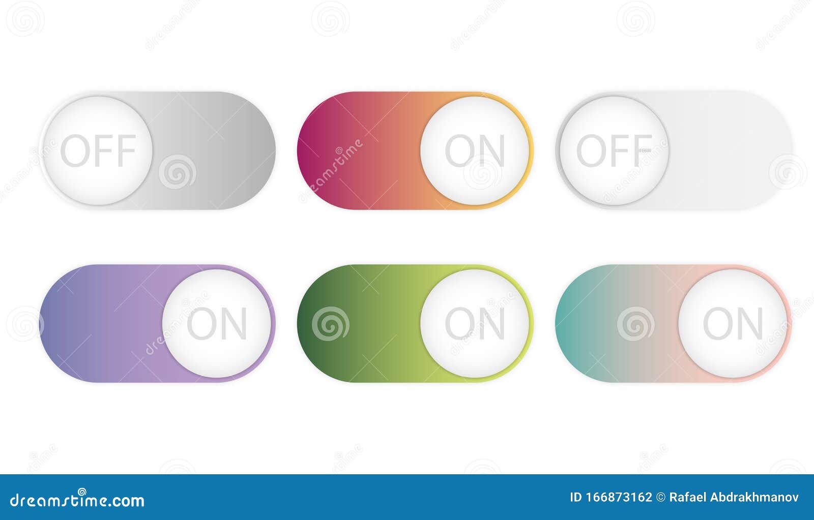 Gray Off Green Gradient on Radio Switch Button with Shadows on a White ...