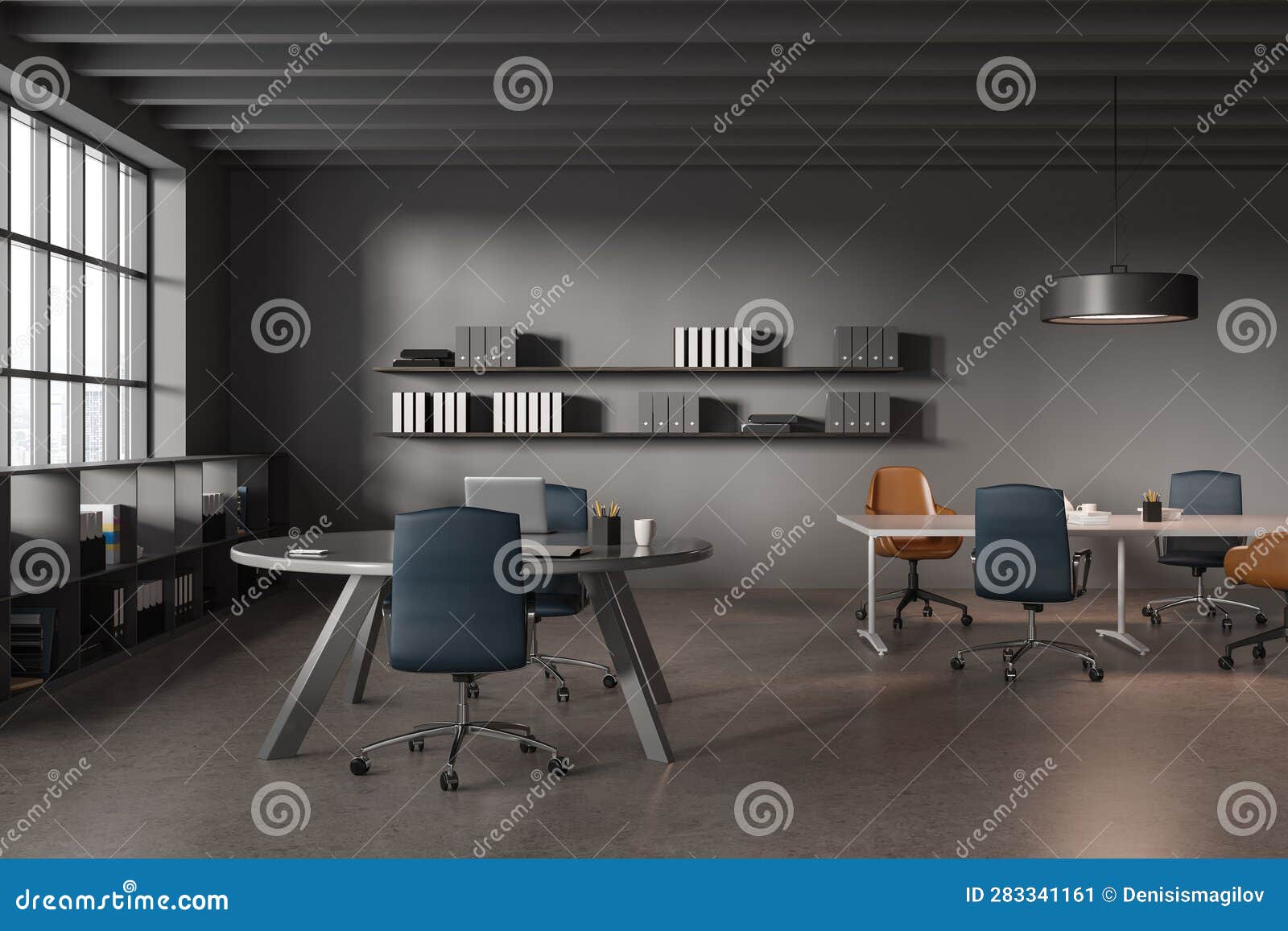 Gray Office Meeting Room Interior Stock Illustration - Illustration of ...